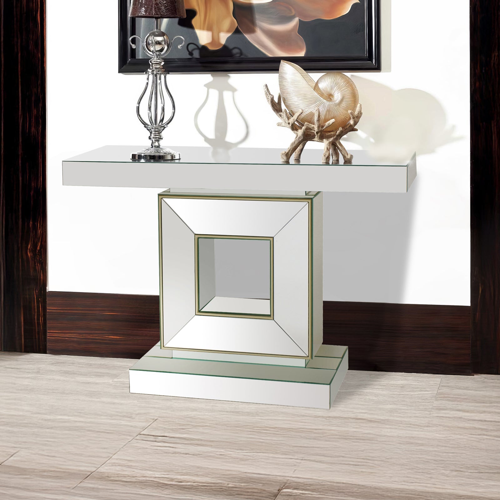 Hall Table Rectangular Shape MDF & Mirror Attractive Base – Chez Guru